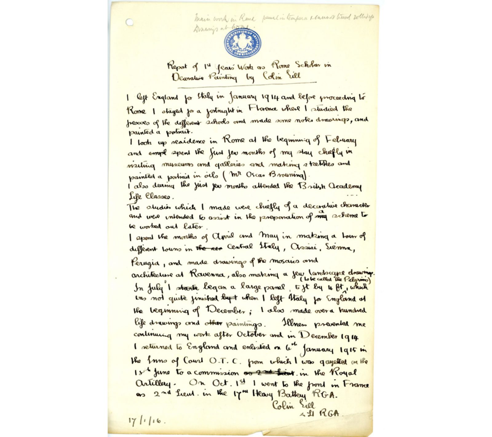 The Colin Gill Collection in the British School at Rome Fine Arts ...